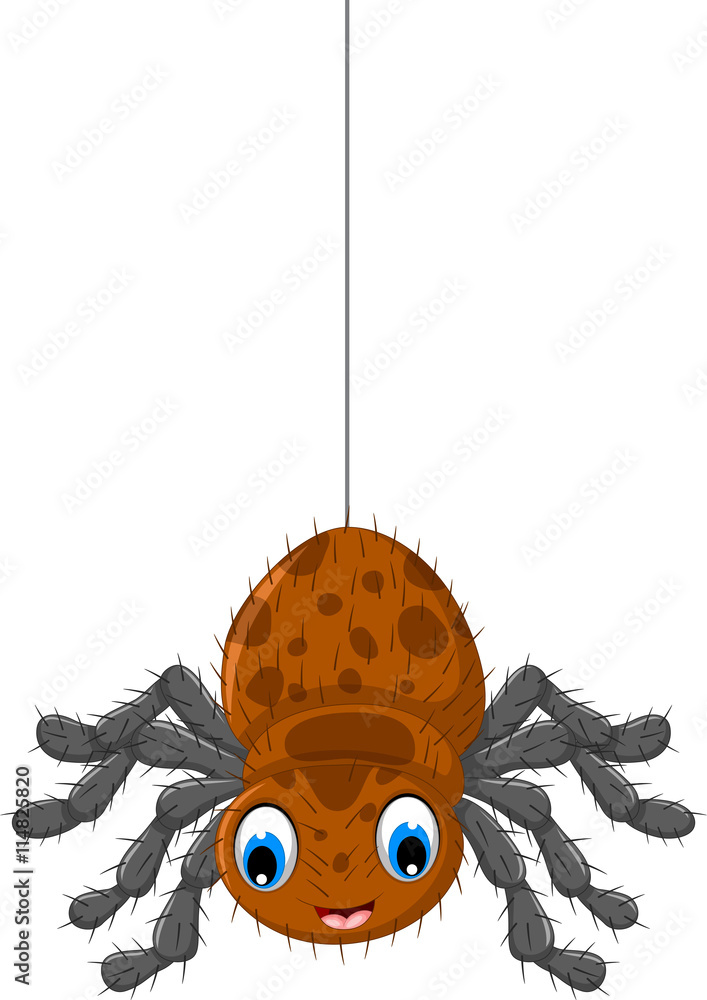 funny brown spider cartoon posing Stock Vector | Adobe Stock