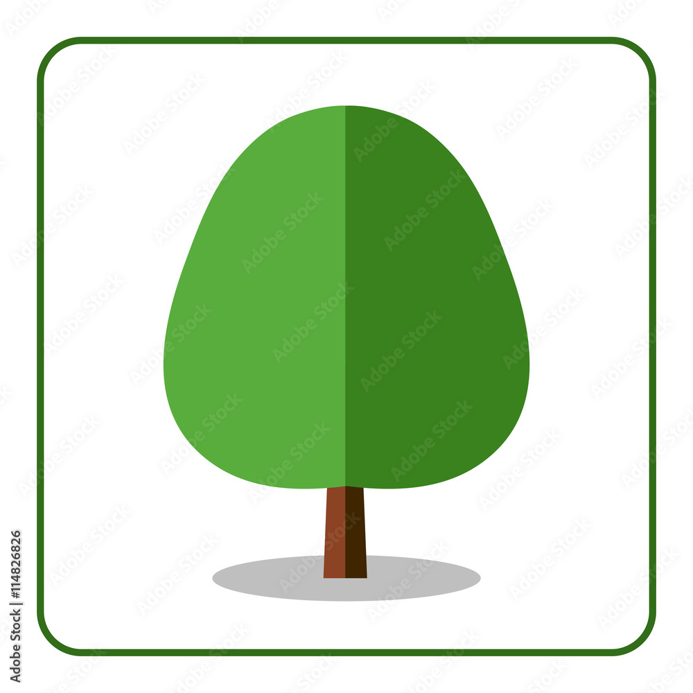 Oak or linden tree icon. Flat design sign. Trendy beautiful floral ...