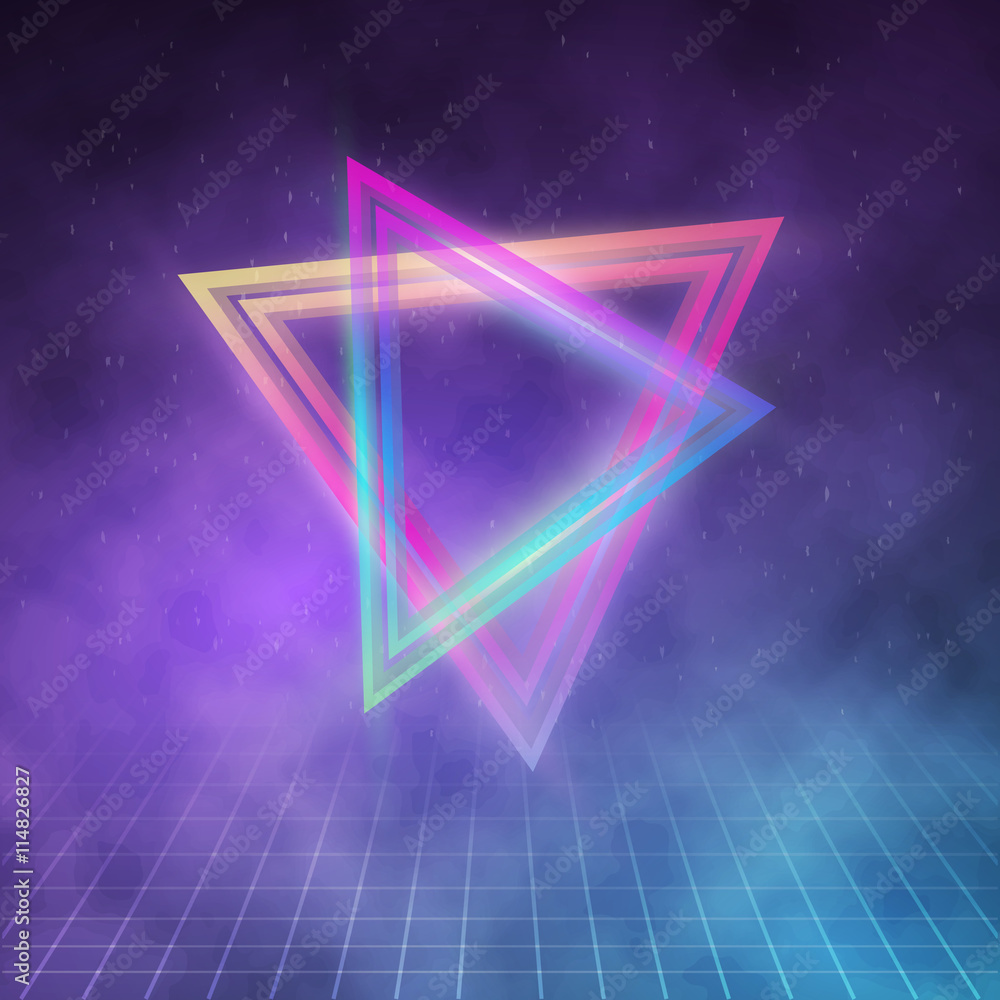 Illustration of Retro Party 1980 Neon Poster. Retro Disco 80s ...