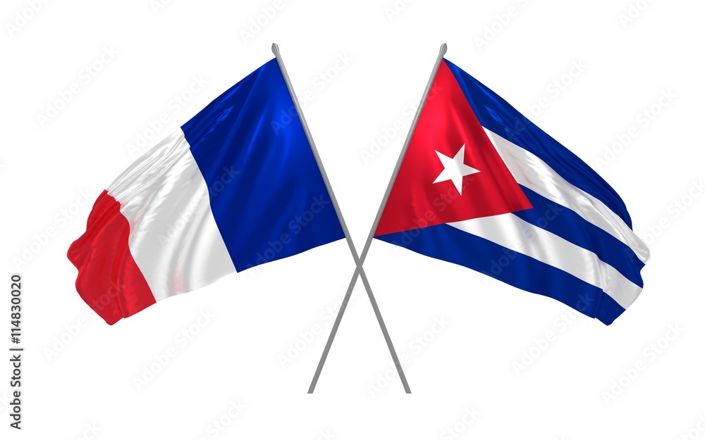 Ilustração do Stock: 3d illustration of France and Cuba flags together ...