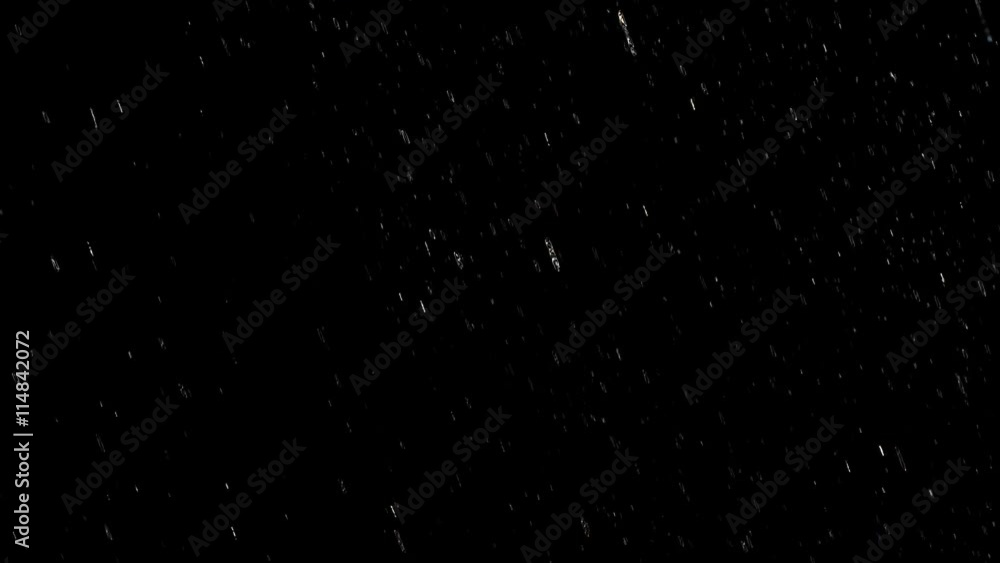 Falling raindrops footage animation in slow motion on black background ...