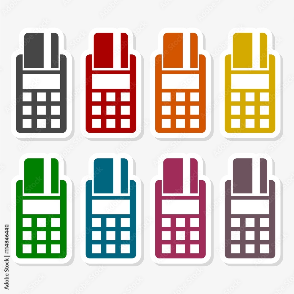 POS terminal sticker set Stock Vector | Adobe Stock
