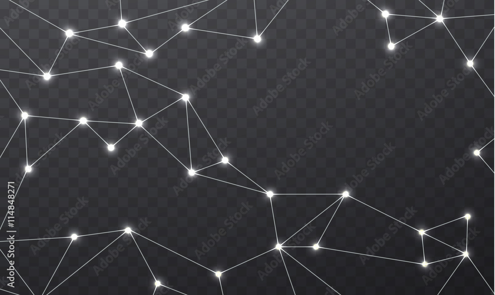 Wireless communication network. Geometric bright polygonal structure ...