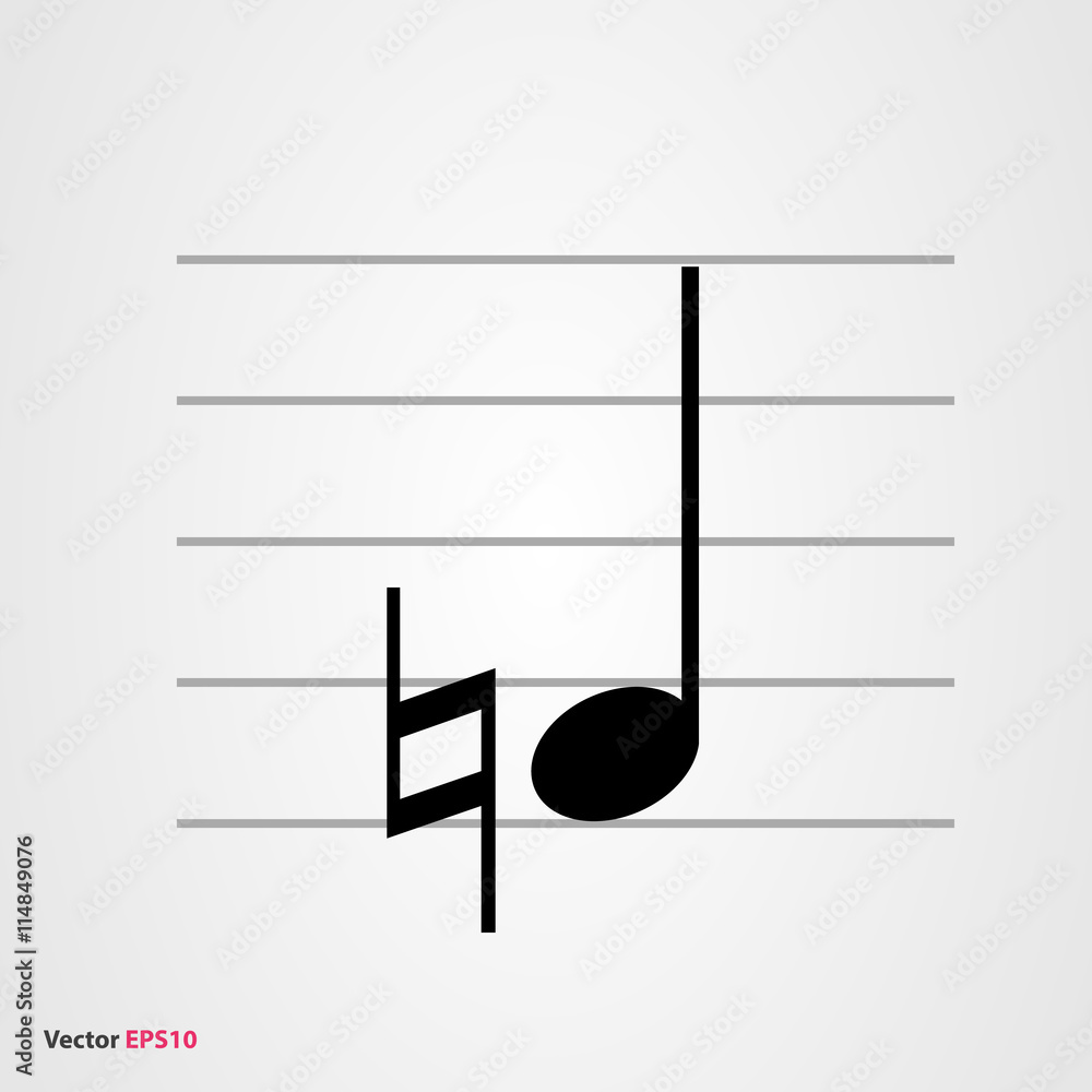 Musical symbol natural with quarter note and staff Stock Vector | Adobe ...