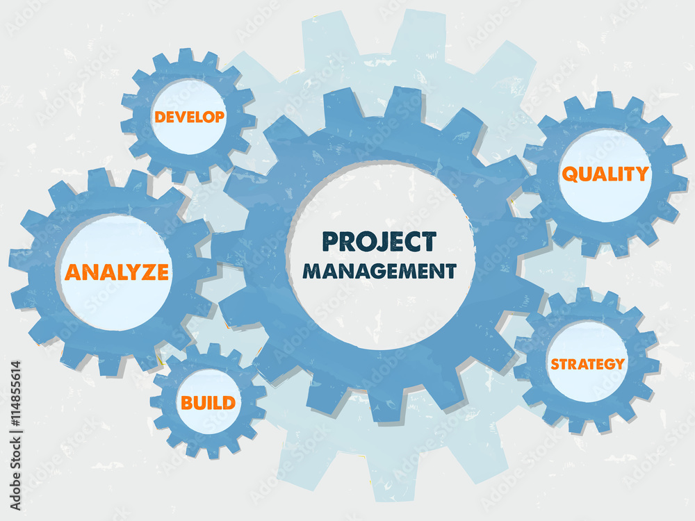 Project Management And Business Concept Words In Grunge Flat Des Stock 