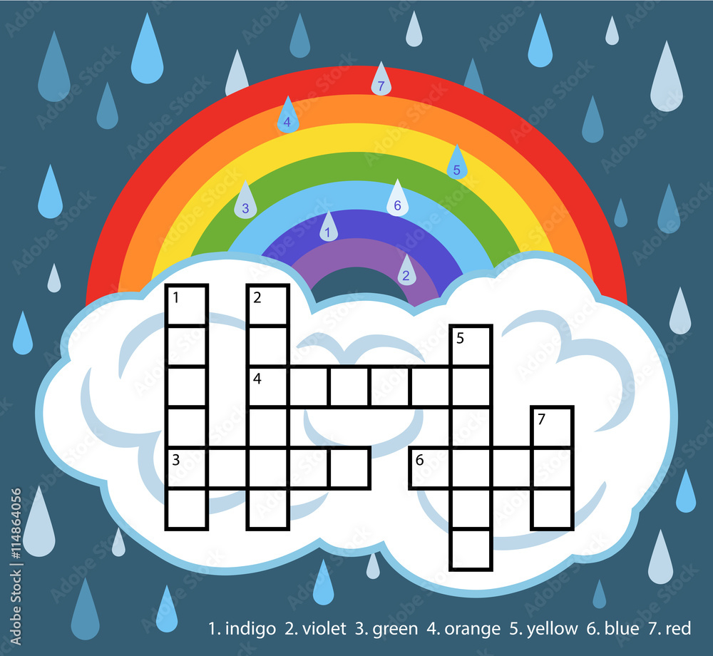 Vector color crossword about colors of rainbow Stock Vector | Adobe Stock