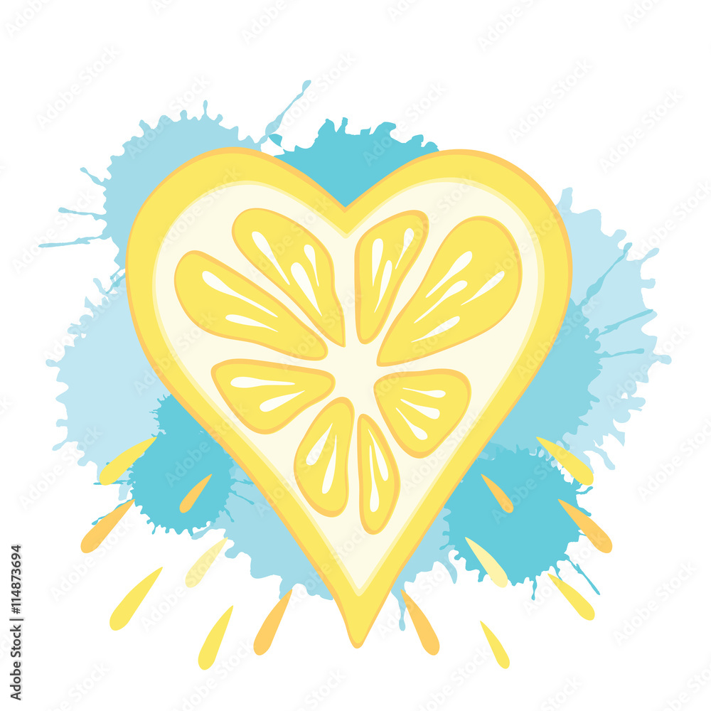 Abstract lemon heart on the drops background. Stock Vector | Adobe Stock
