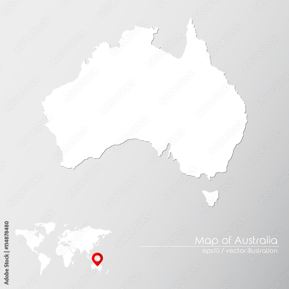 Vector map of Australia with world map infographic style. Stock Vector ...