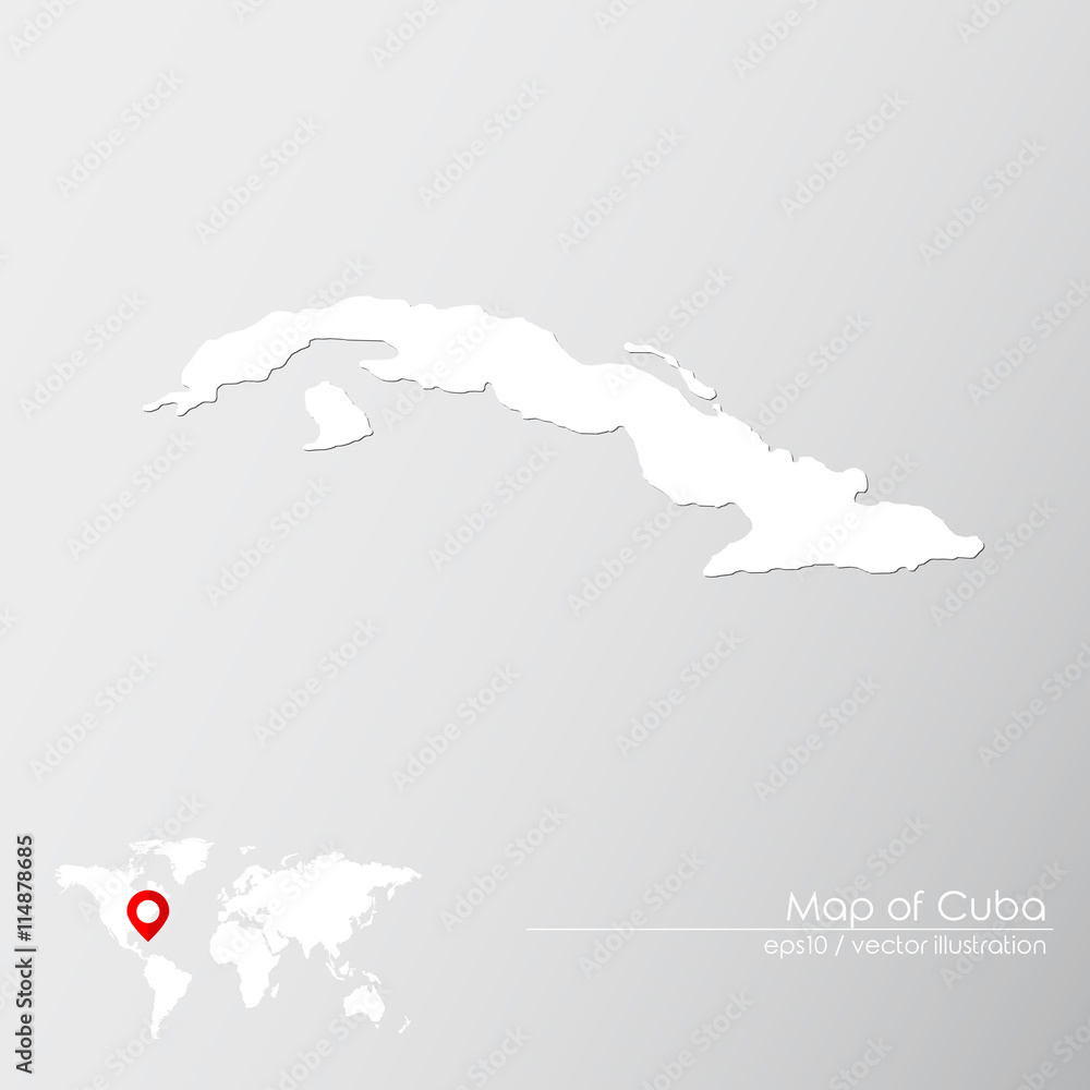 Vector map of Cuba with world map infographic style. Stock Vector ...