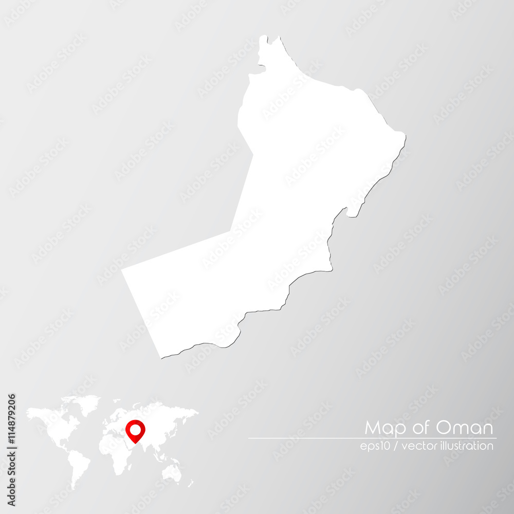 Vector map of Oman with world map infographic style. Stock Vector ...