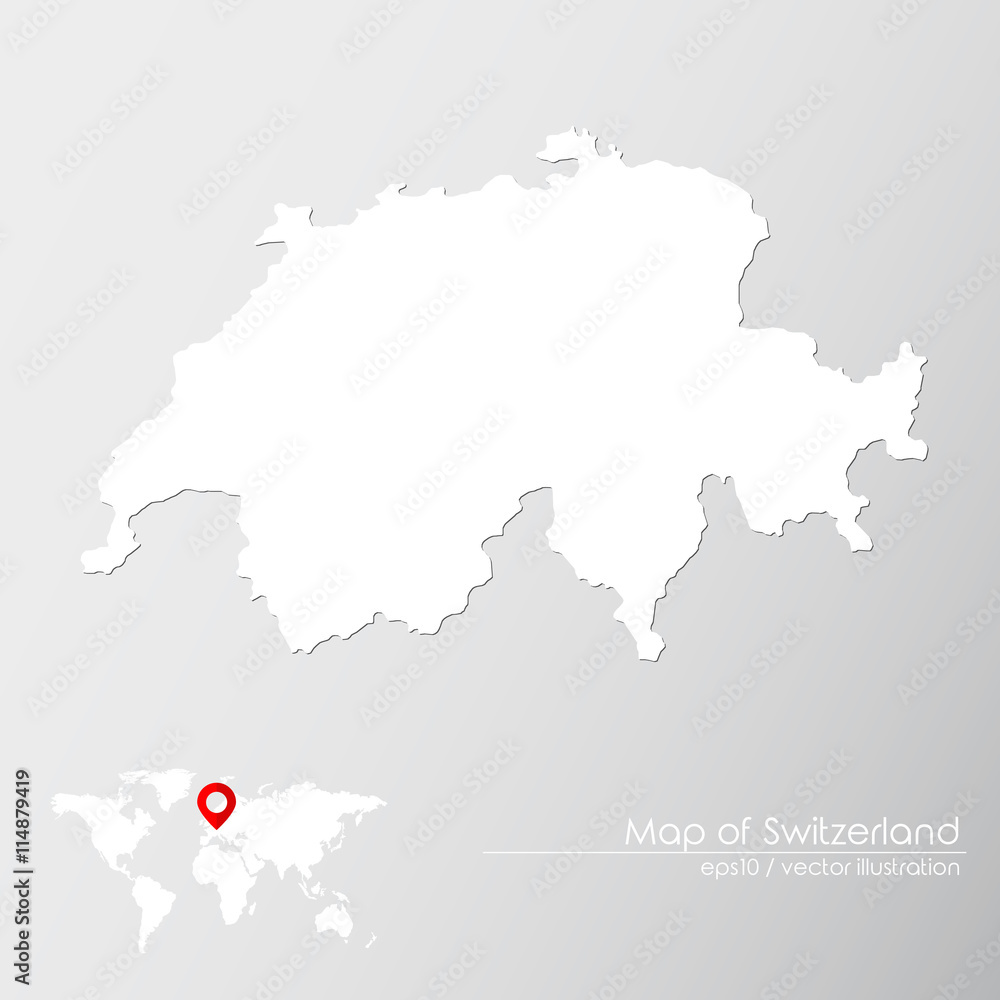 Vector map of Switzerland with world map infographic style. Stock ...
