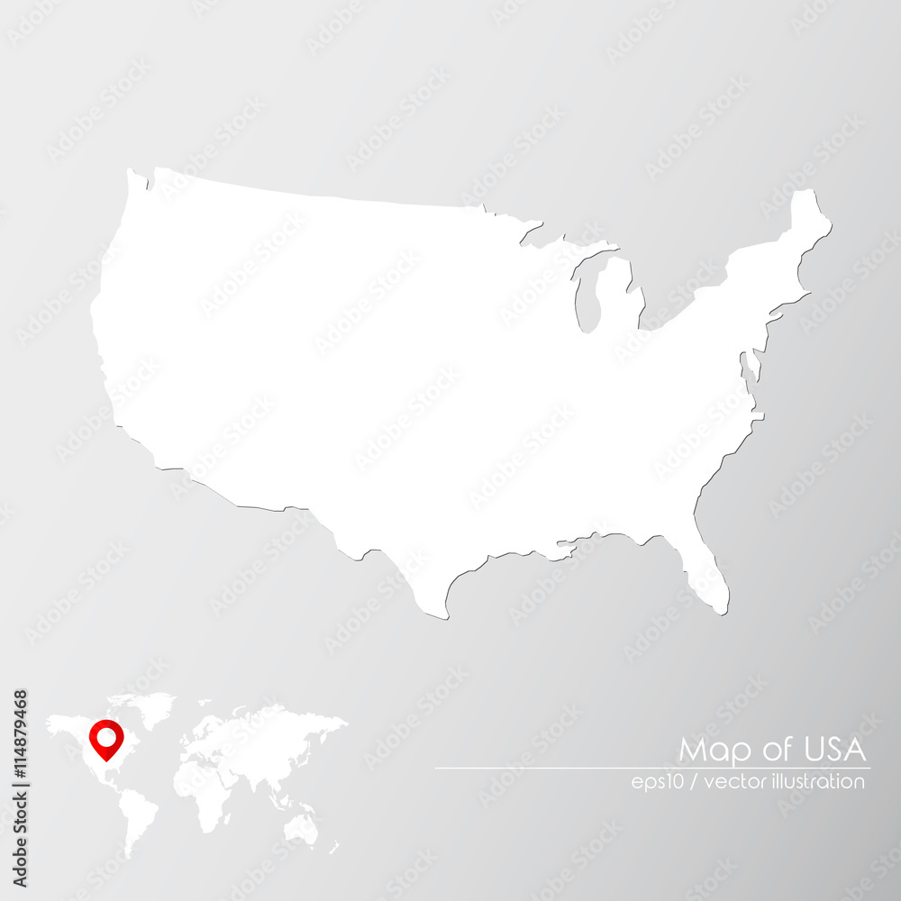Vector map of USA with world map infographic style. Stock Vector ...