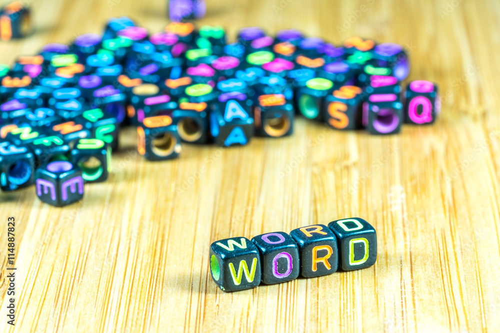 Colorful letter cube with bamboo texture surface. Educational co Stock ...