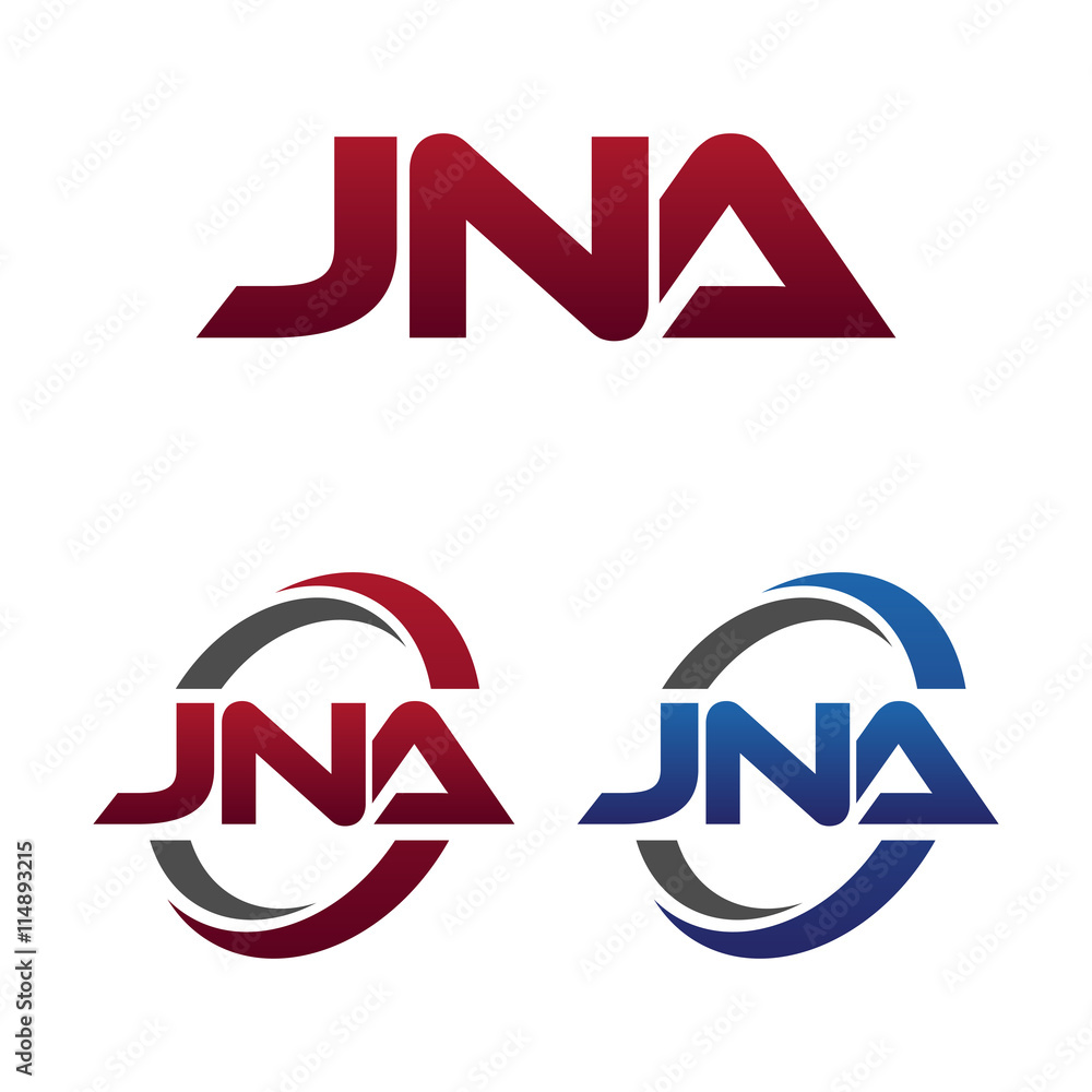 Modern 3 Letters Initial logo Vector Swoosh Red Blue jna Stock Vector ...