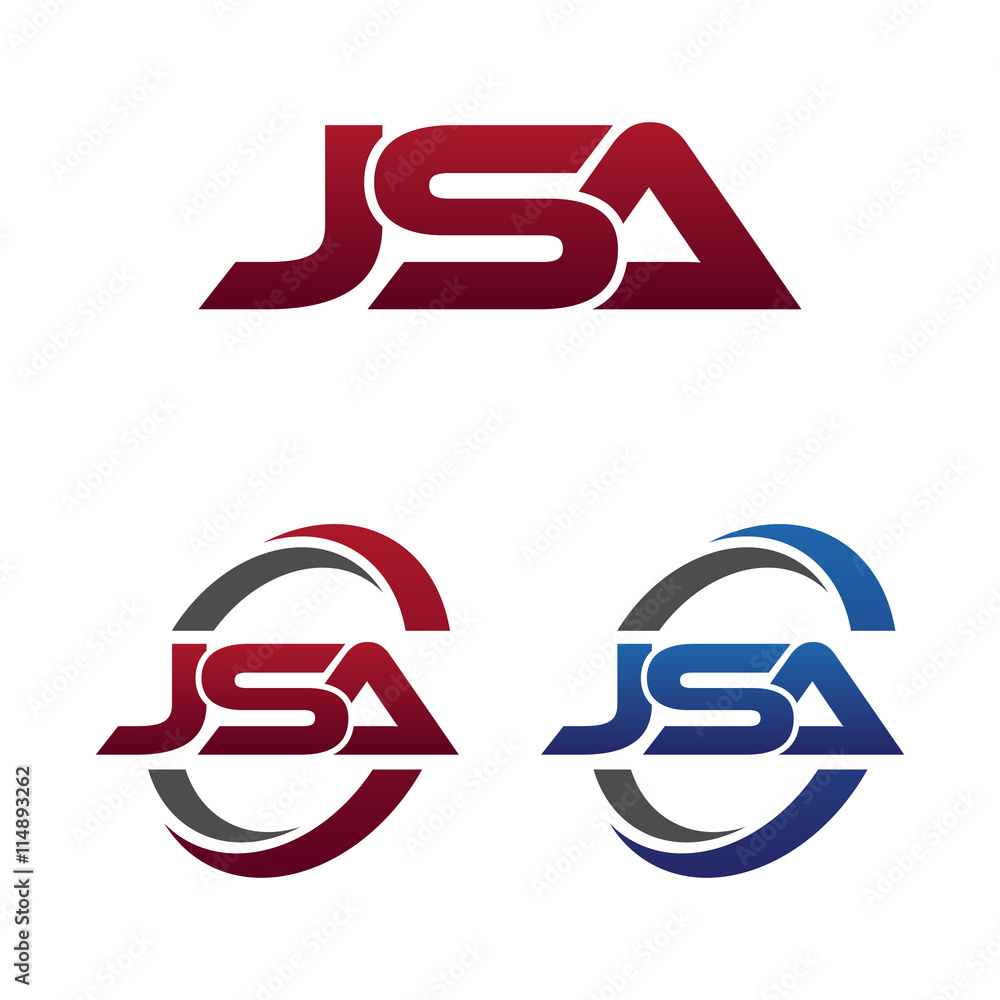 Modern 3 Letters Initial logo Vector Swoosh Red Blue jsa Stock Vector ...