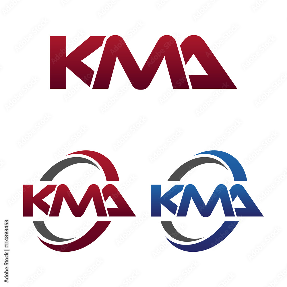 Modern 3 Letters Initial logo Vector Swoosh Red Blue kma Stock Vector ...