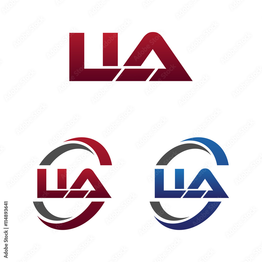 Modern 3 Letters Initial logo Vector Swoosh Red Blue lla Stock Vector ...
