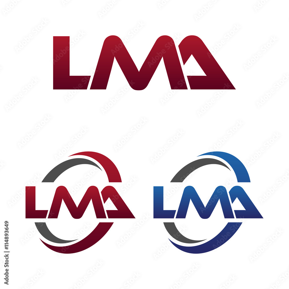 Modern 3 Letters Initial logo Vector Swoosh Red Blue lma Stock Vector ...