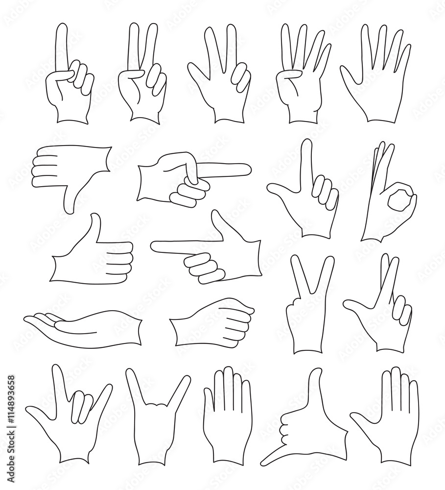 Hand signs icons set vector de Stock | Adobe Stock