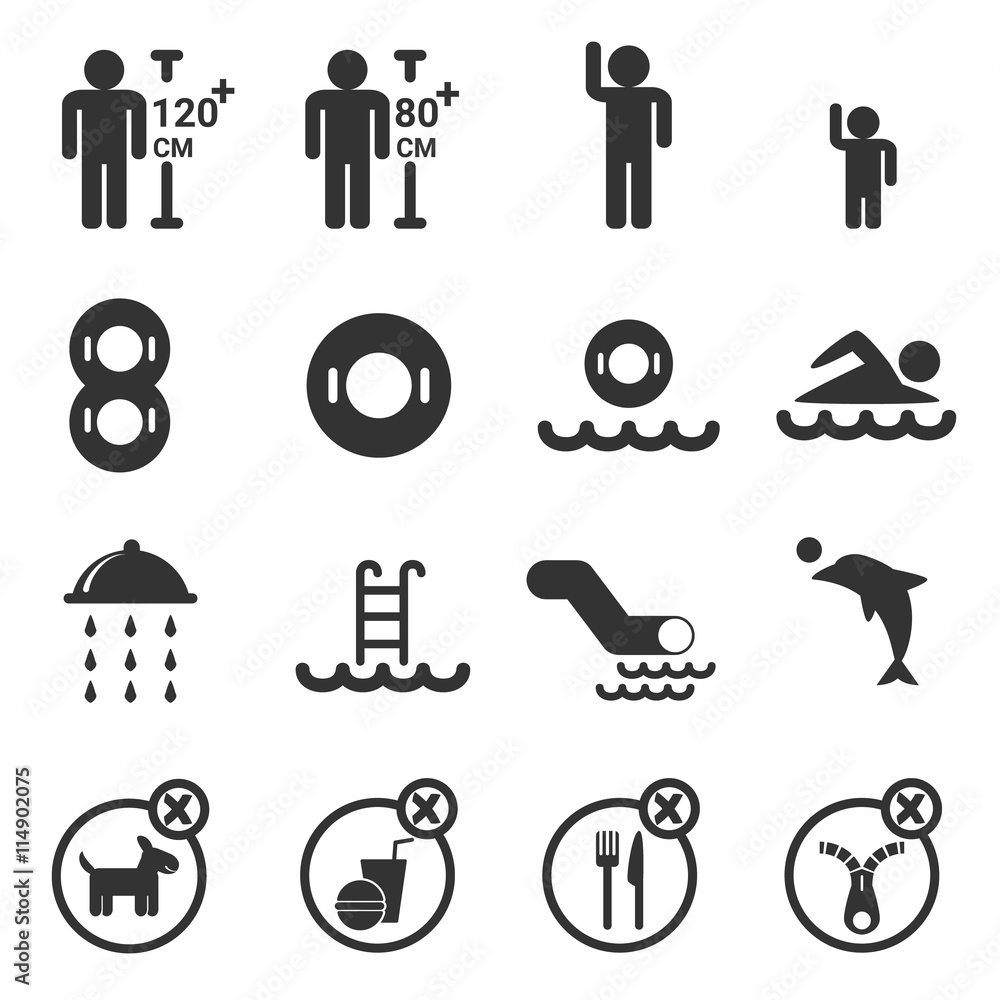 water park icon - silhouette vector set Stock Vector | Adobe Stock