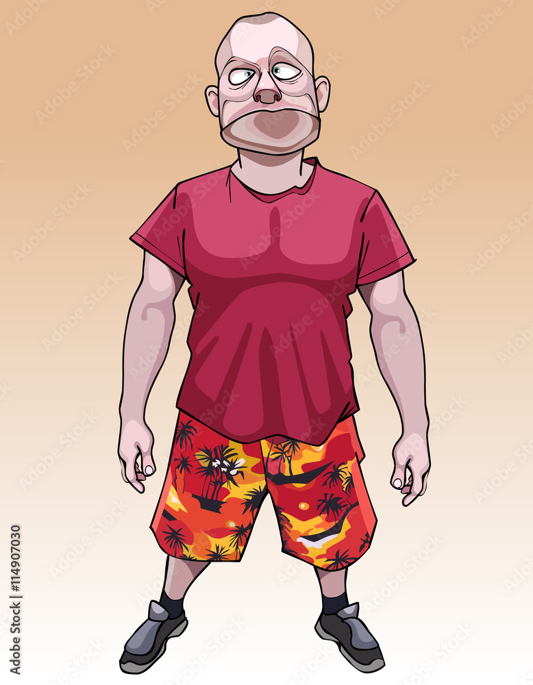 cartoon funny bald man looks silly Stock Vector | Adobe Stock