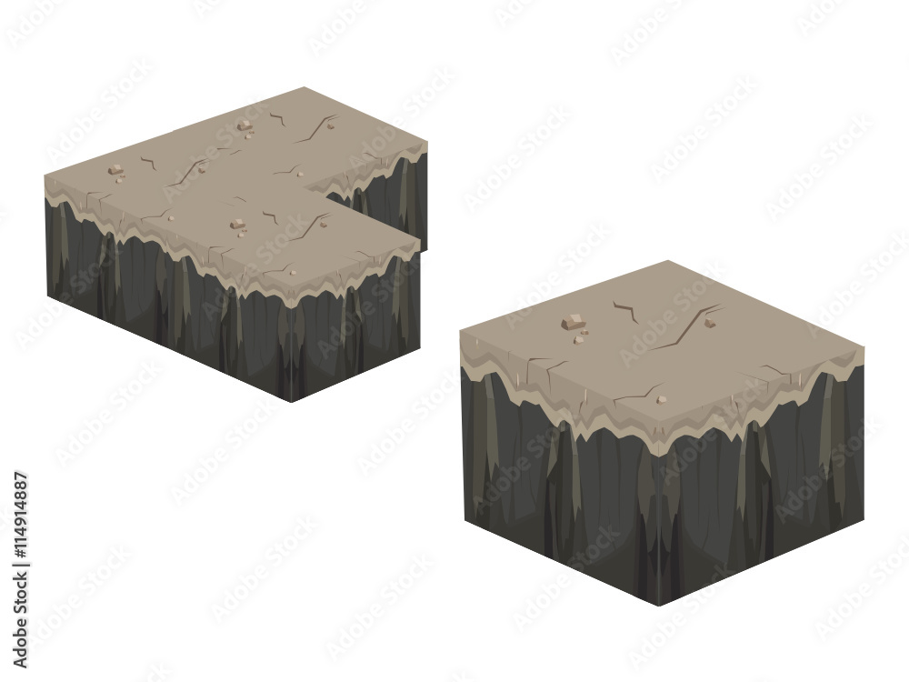 Isometric 3D cube stone textures vector set for computer games. Cube for game, element texture ...