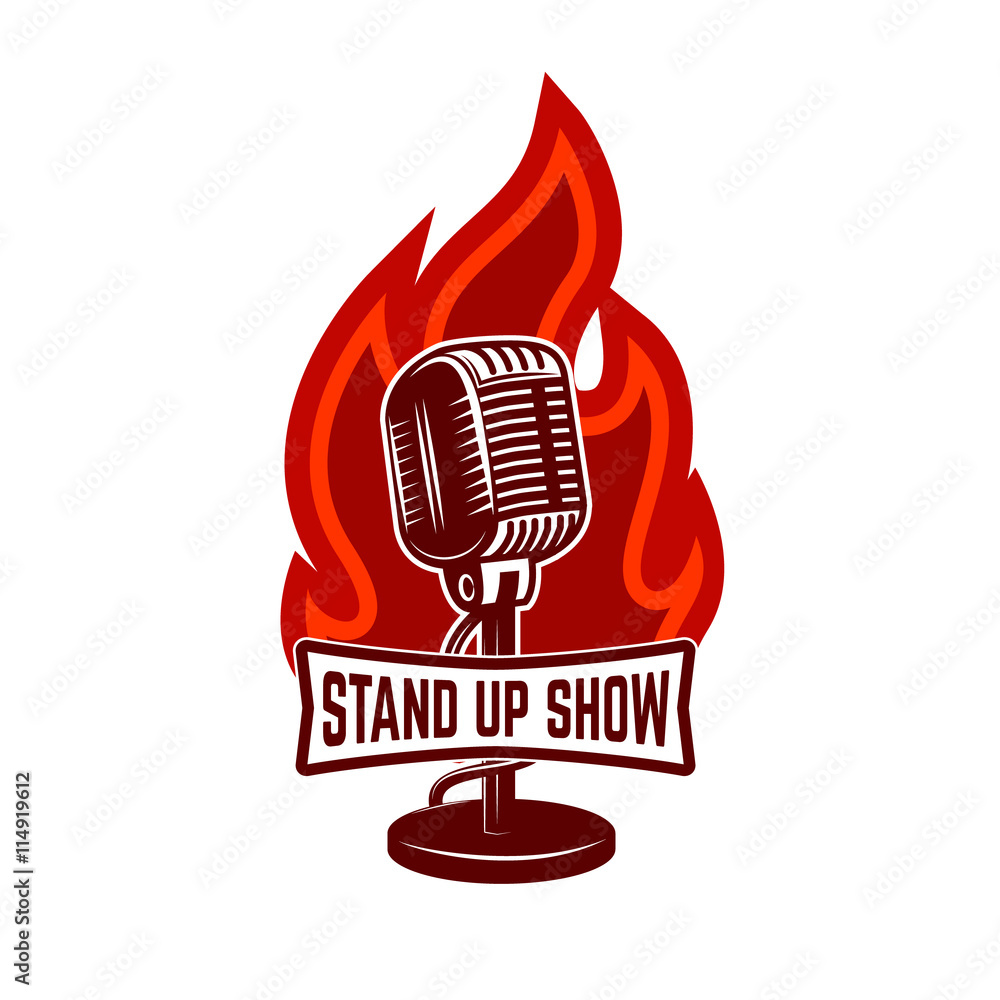 Stand up show emblem template. Design element for poster, flyer, Stock ...