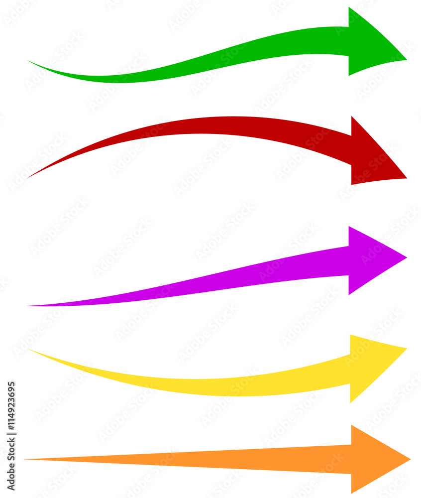 Set of 5 colorful arrow shapes. Long, horizontal arrows Stock Vector ...