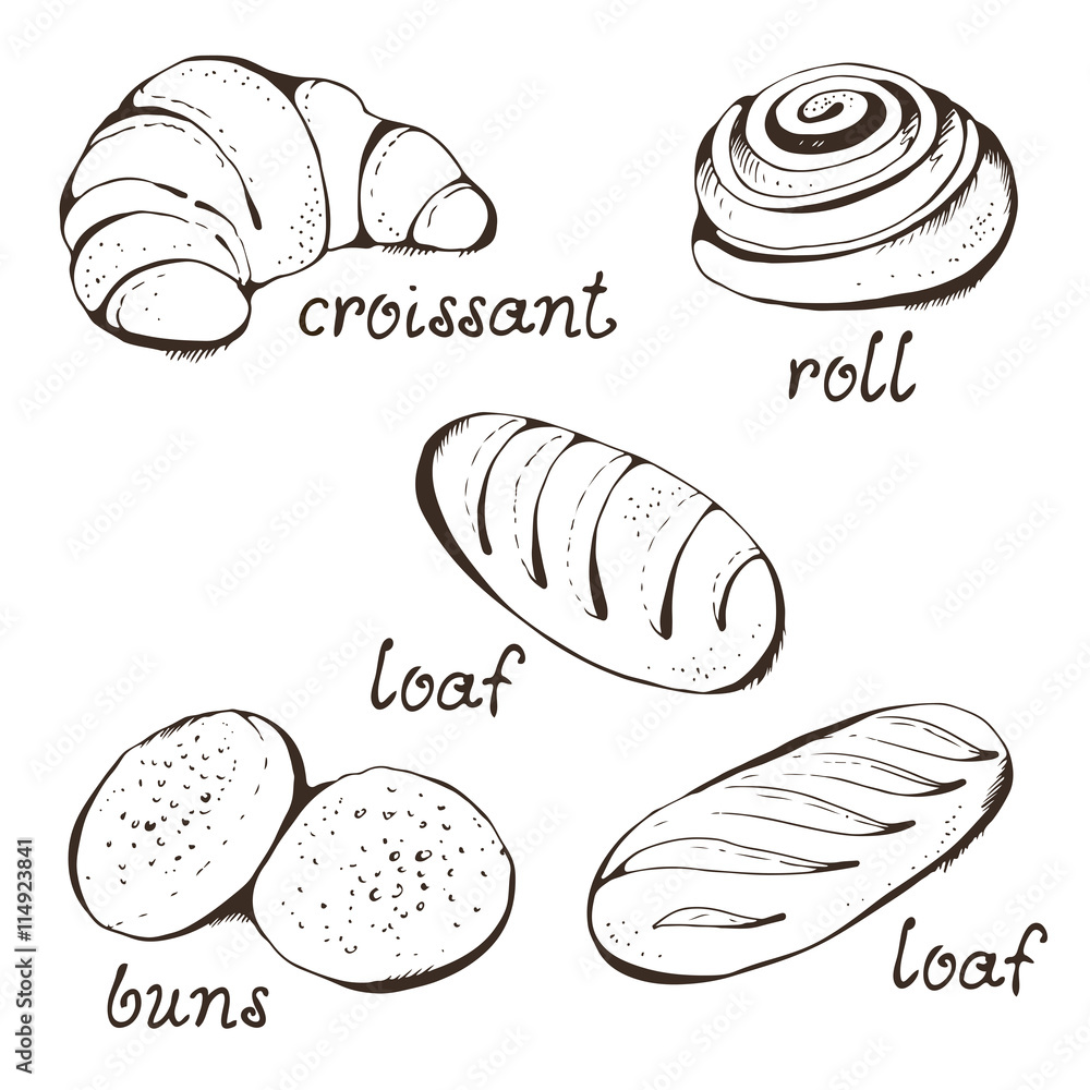 Set of hand drawn pastries Stock Vector | Adobe Stock