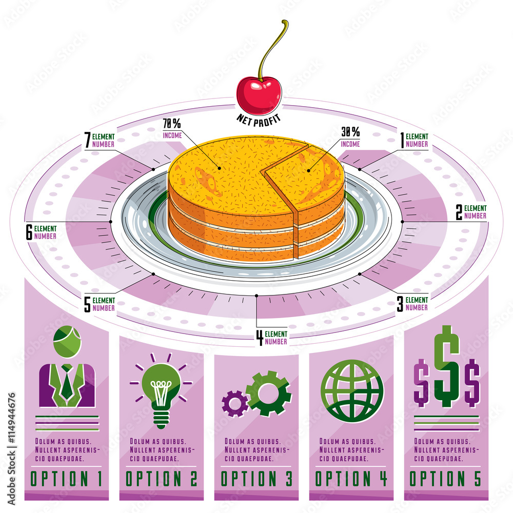 Infographics template, piece of pie idea, vector illustration. Stock ...