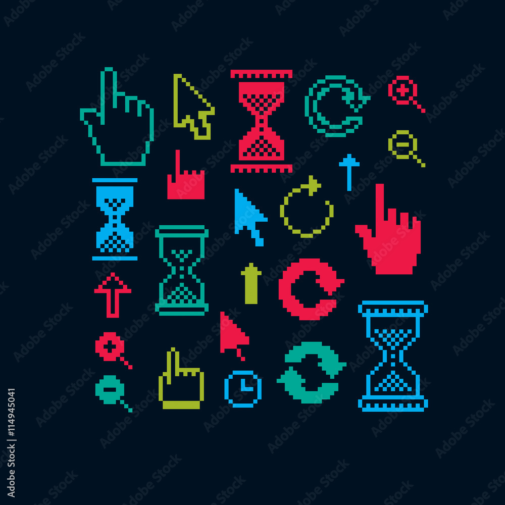 Set of vector retro cursor signs made in pixel art style. Simpli Stock ...