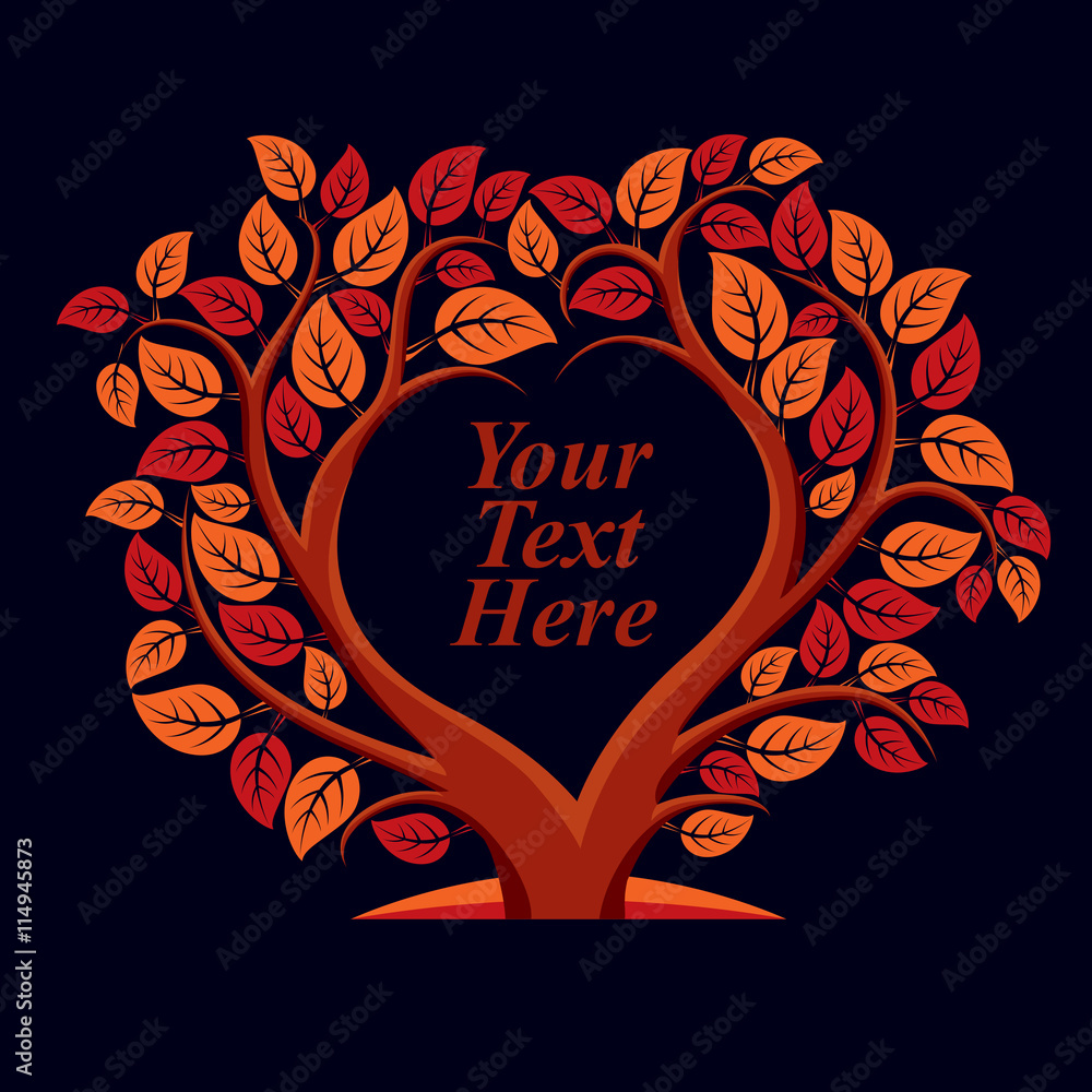 Vector illustration of tree with leaves and branches in the shap Stock ...