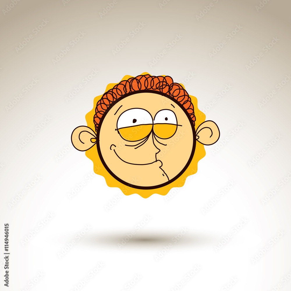 Vector graphic drawing of personality face, bizarre male portrai Stock ...