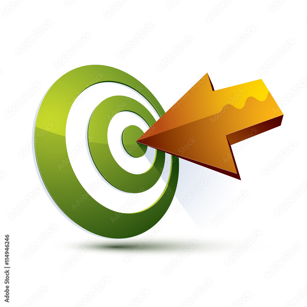 3d abstract vector symbol with an arrow pointing into target. Ob Stock ...