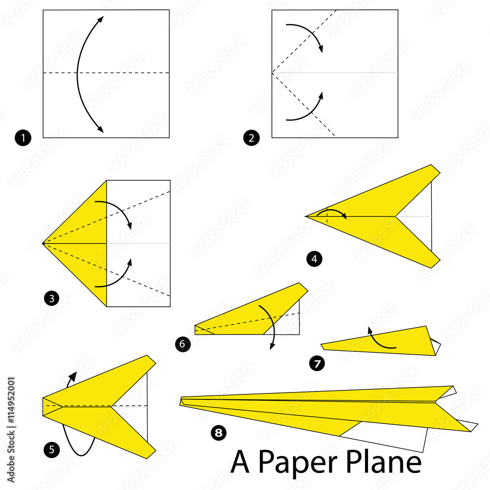 step by step instructions how to make origami A Plane. Stock Vector ...