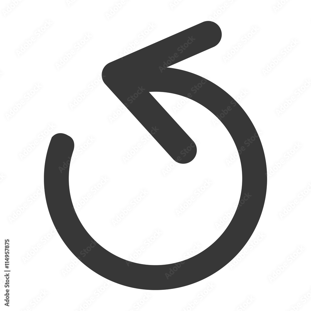 Arrow with return direction in black and white colors, vector ...