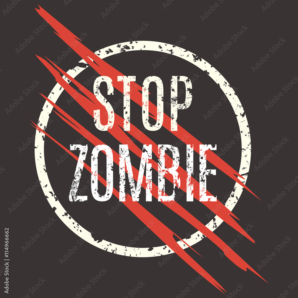 Vector illustration. Sign stop zombie. Laceration logo. Stock Vector ...