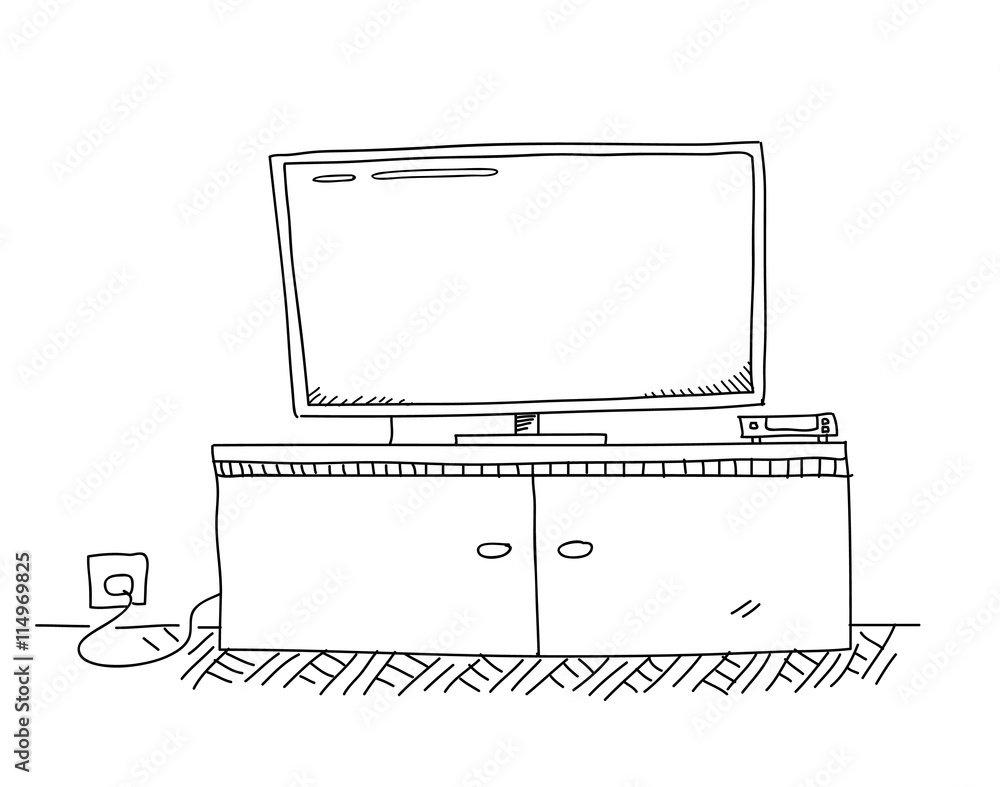 Smart TV HDTV Set Doodle, a hand drawn vector doodle illustration of a ...
