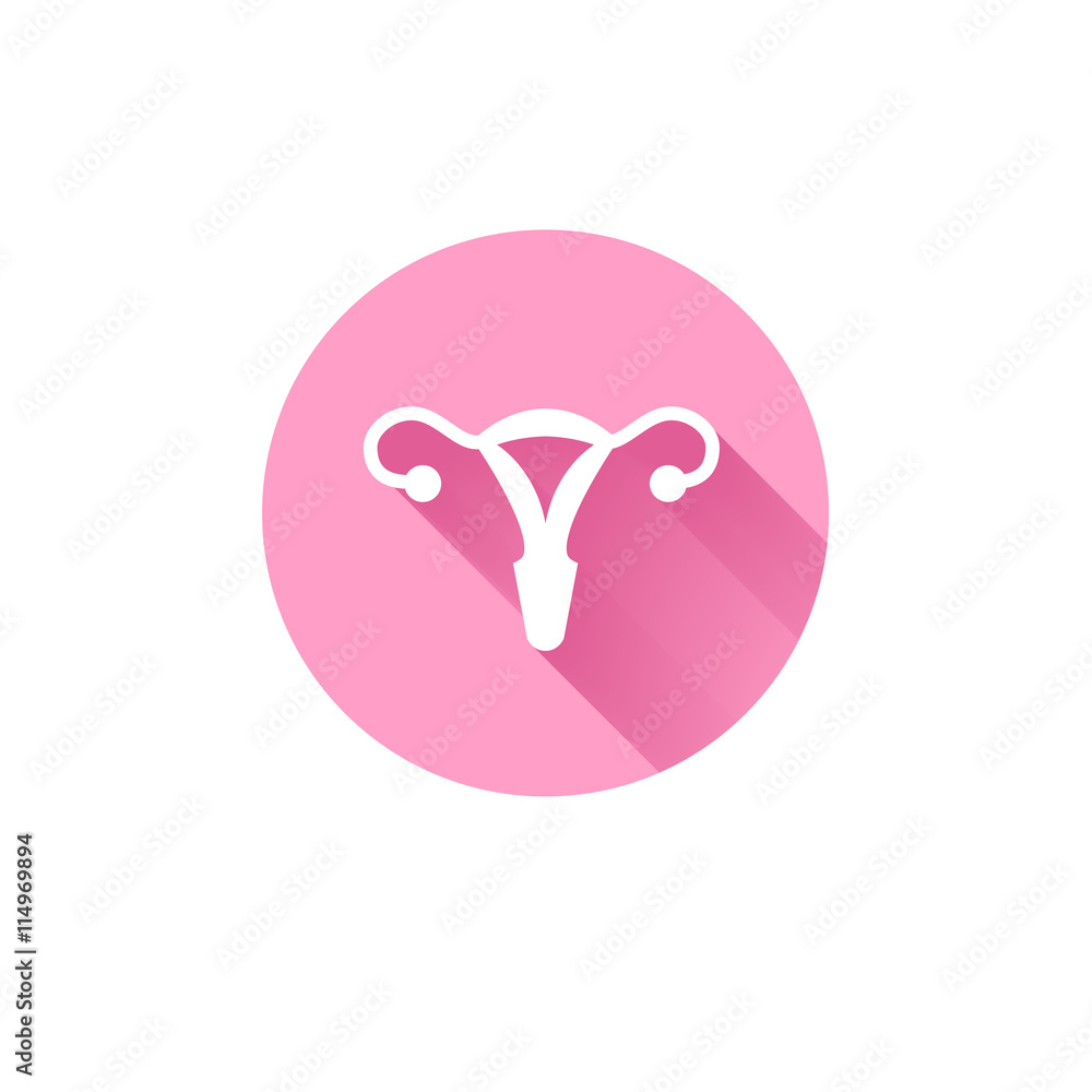 Flat long shadow uterus icon Stock Vector | Adobe Stock