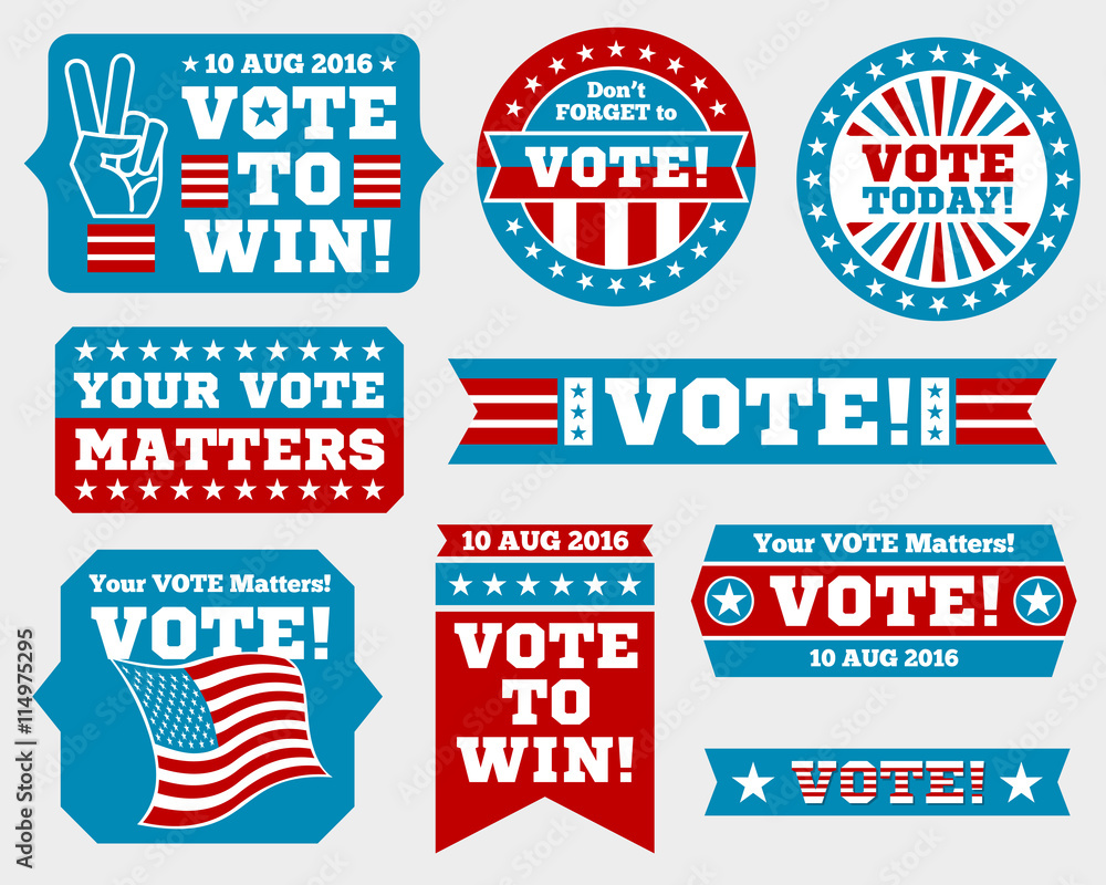 American presidential election 2016 badges and vote labels. Badges and ...