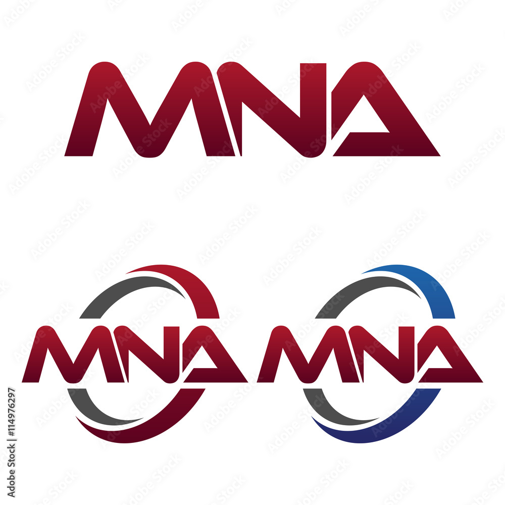 Modern 3 Letters Initial Logo Vector Swoosh Red Blue Mna Stock Vector modern-3-letters-initial-logo-vector-swoosh-red-blue-mna-stock-vector