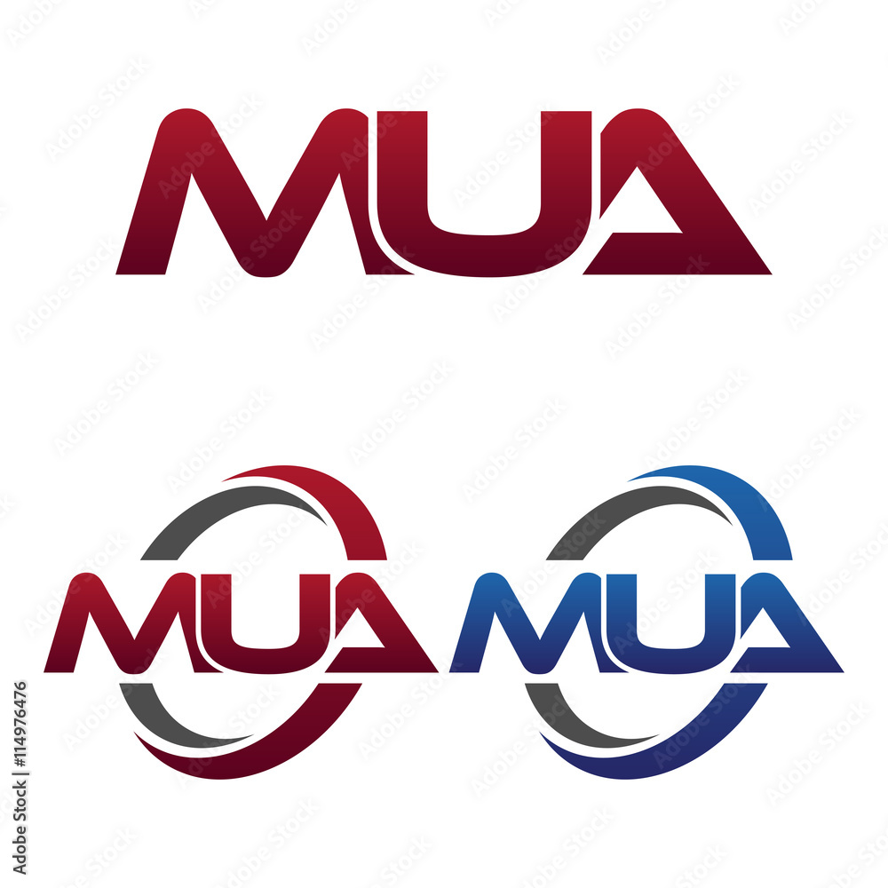 Modern 3 Letters Initial logo Vector Swoosh Red Blue mua Stock Vector ...