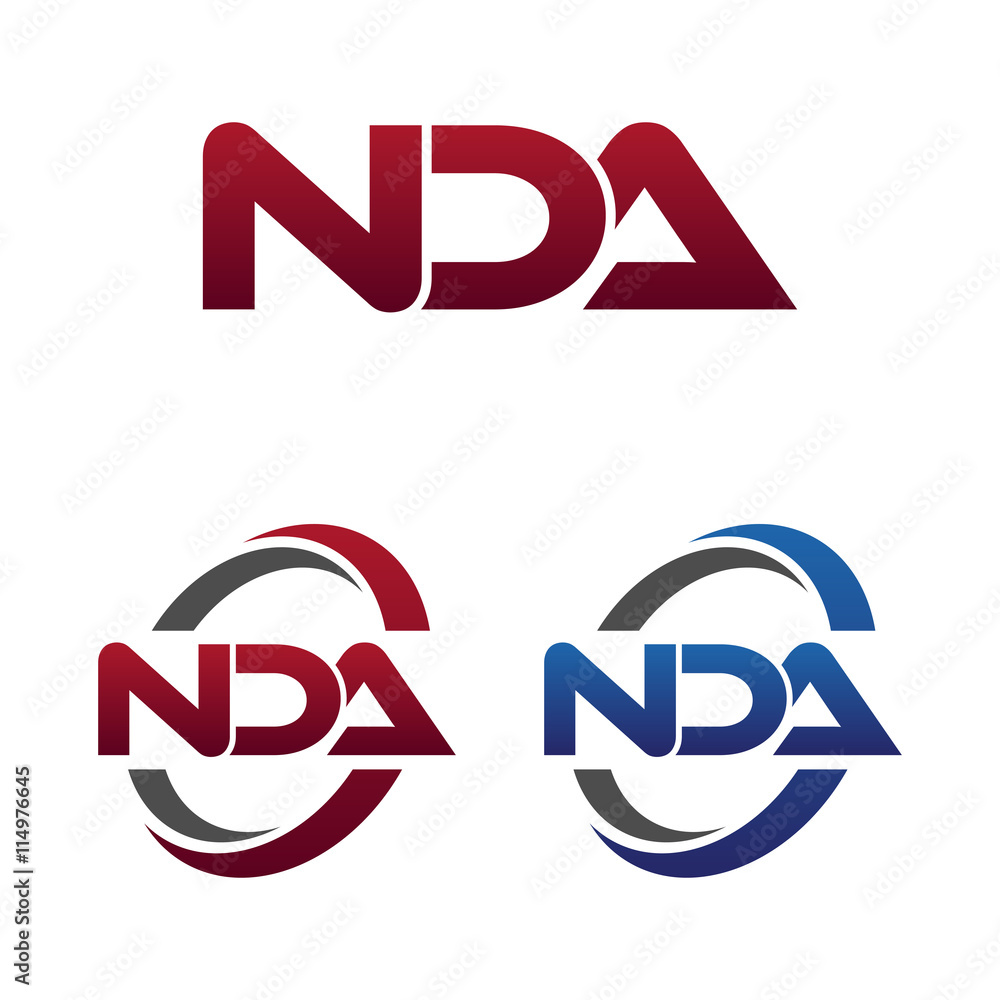 Modern 3 Letters Initial logo Vector Swoosh Red Blue nda Stock Vector ...