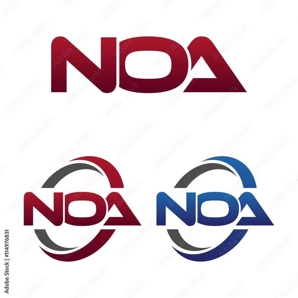 Modern 3 Letters Initial logo Vector Swoosh Red Blue noa Stock Vector ...