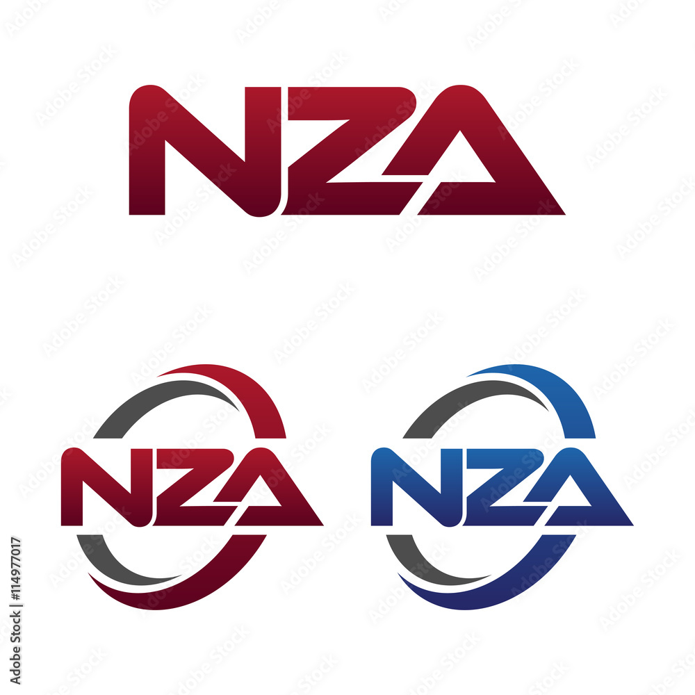 Modern 3 Letters Initial logo Vector Swoosh Red Blue nza Stock Vector ...