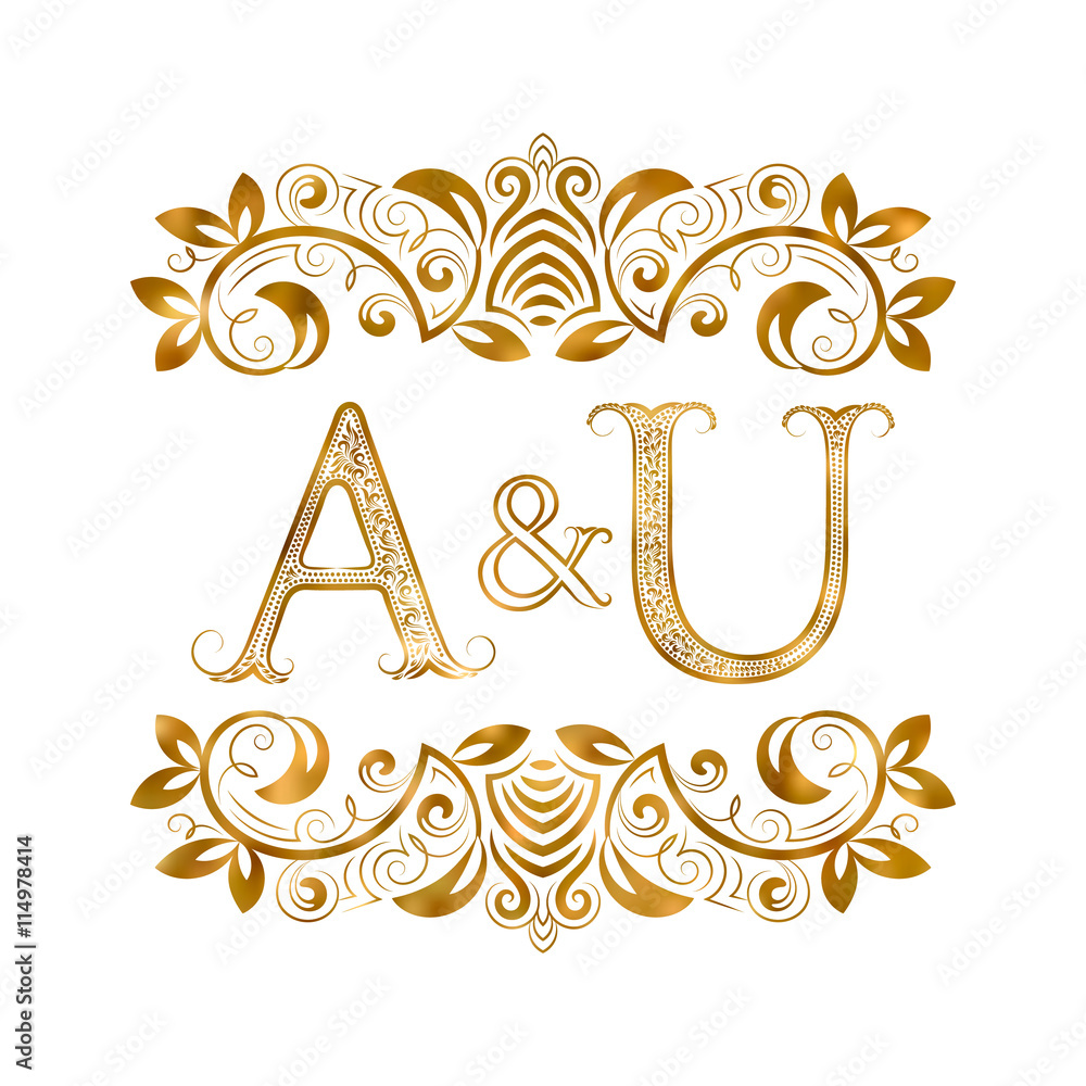 A&U vintage initials logo symbol. Letters A, U, ampersand surrounded ...