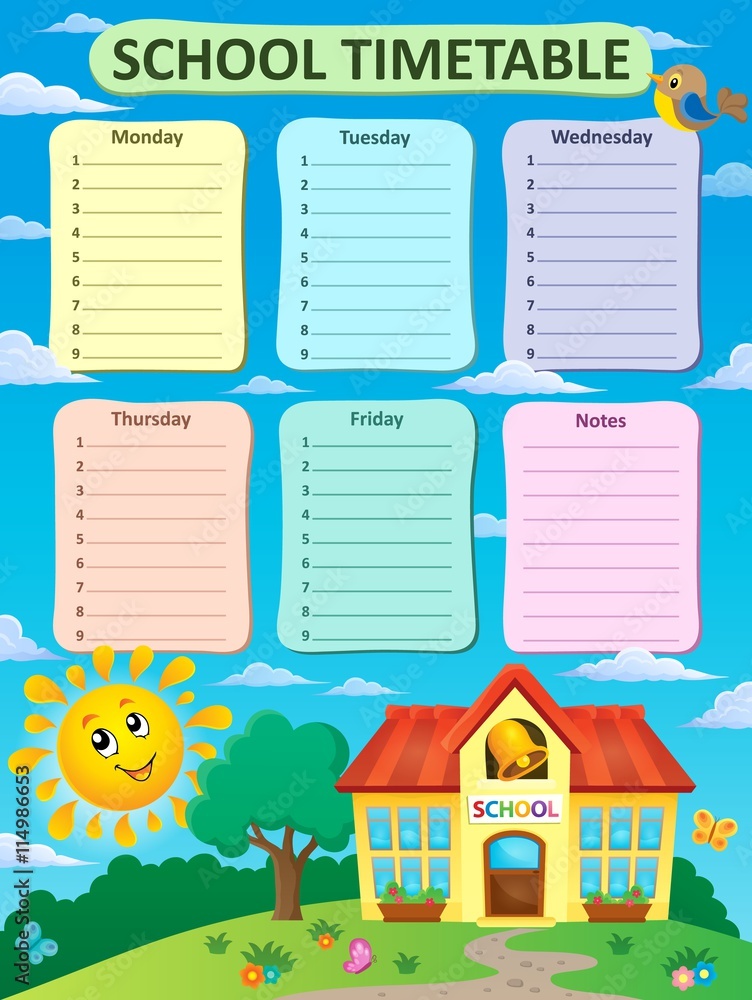 Weekly school timetable theme 2 Stock Vector | Adobe Stock