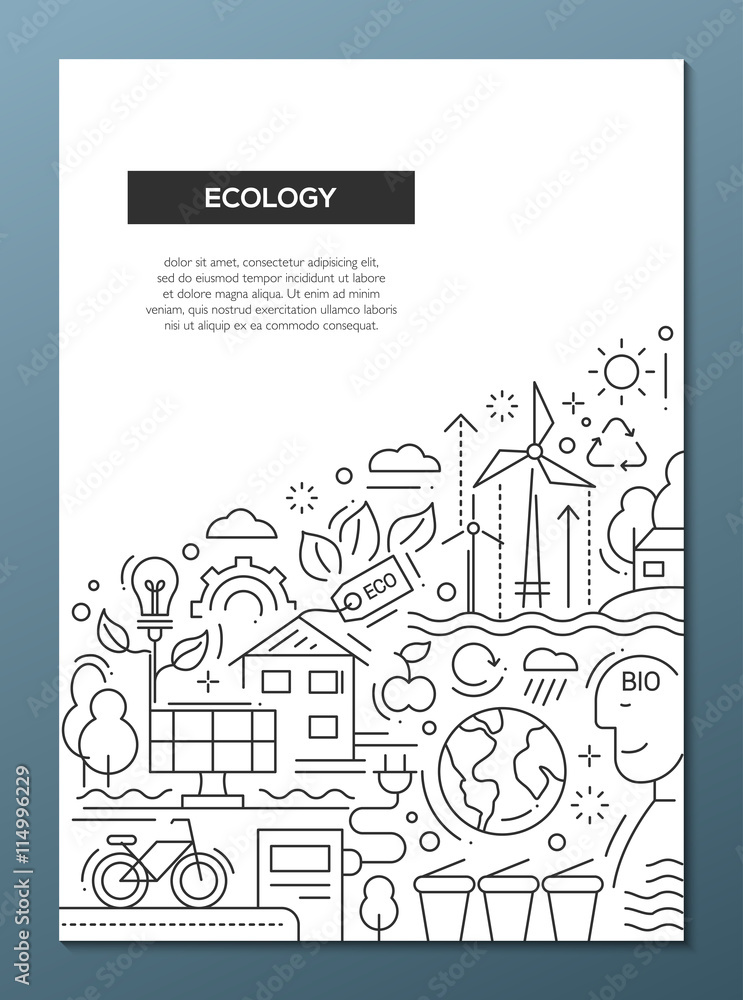 Ecology - line design brochure poster template A4 Stock Vector | Adobe ...