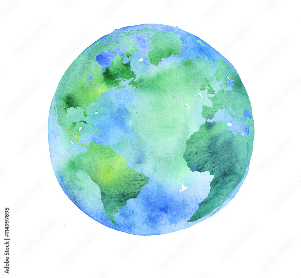 hand painted Earth globe. watercolor artwork Stock Illustration | Adobe ...