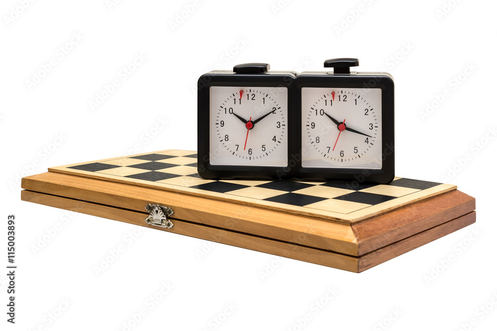 Chess boards and chess clocks. Stock Photo | Adobe Stock